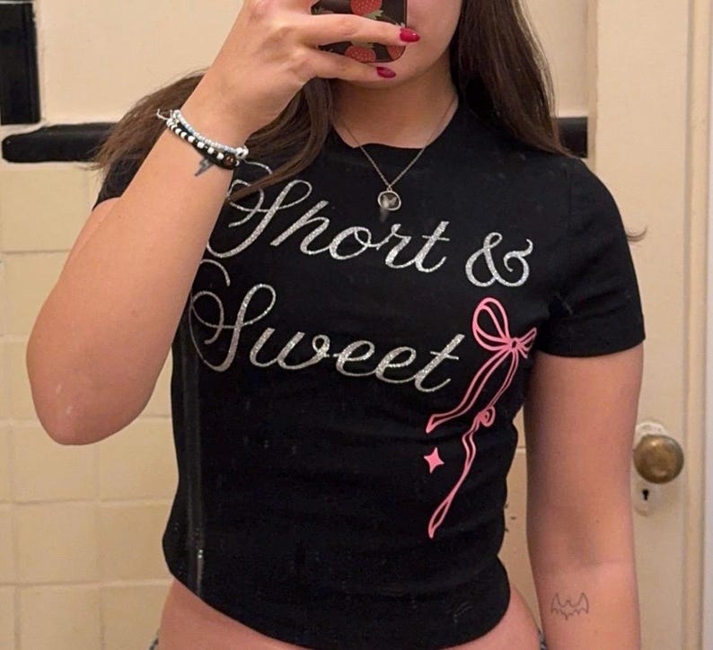 Short & Sweet Y2K Sabrina Carpenter Baby Tee - Etsy
