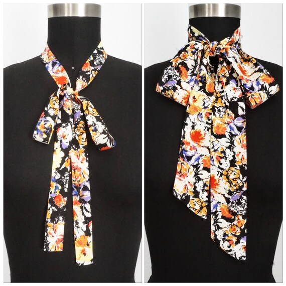 Floral Bow Scarves 2 Styles Skinny Scarf Bow Scarf | Etsy