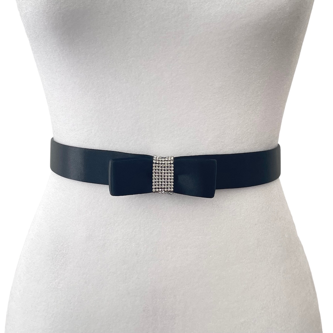 Satin Mini Bow Belt With Rhinestones | 4 COLORS | Formal | Bridal ...