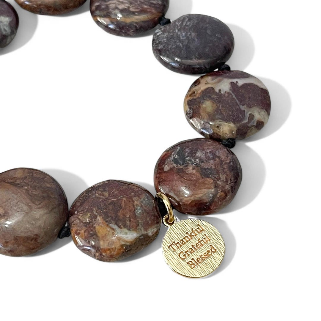Thankful Stone Bracelet | 14k Gold Charm - Etsy