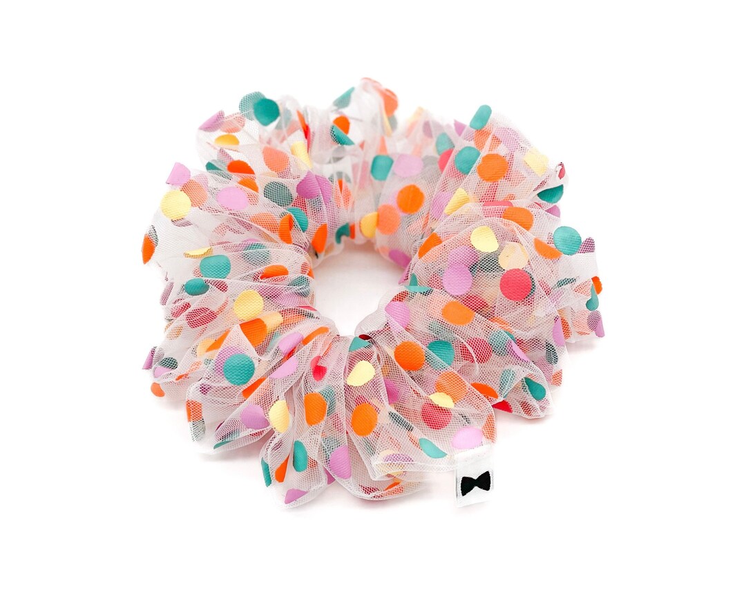 Colorful Confetti Tulle Scrunchies | 2 Sizes | Birthday Hair Tie ...
