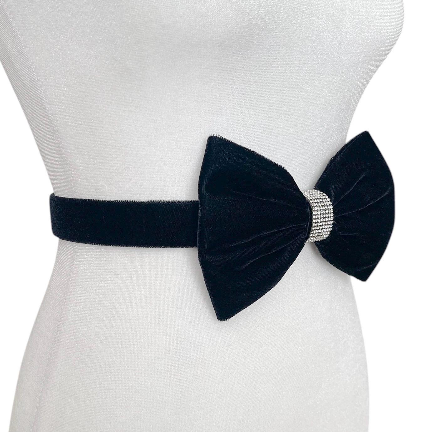 Velvet Bow Belt With Rhinestones | 5 COLORS | Black | Designer ...