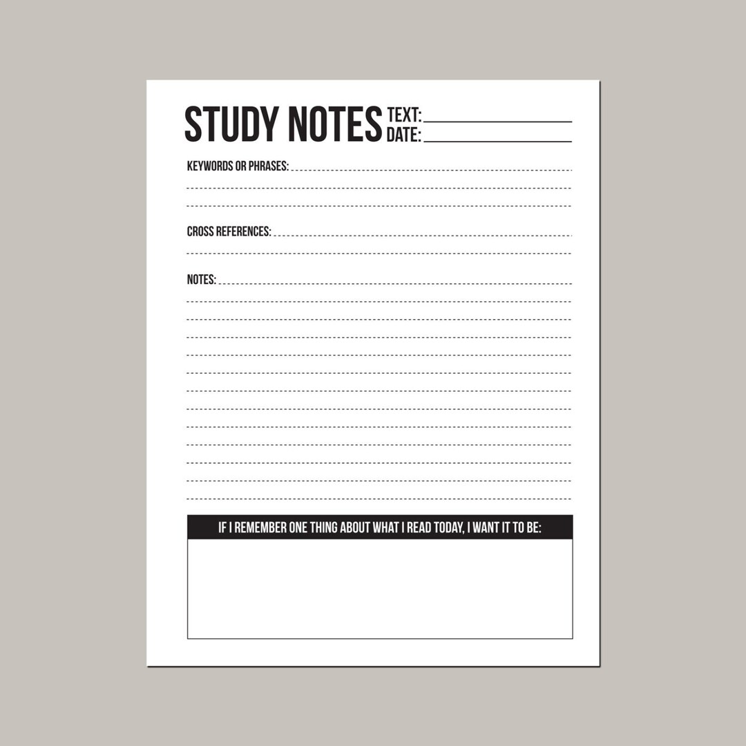 Instant Download: Book or Class Study Notes Sheet - Etsy