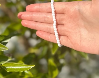 Simple White Seed Bead Bracelet | Neutral Beaded Accessory | Gift for ...