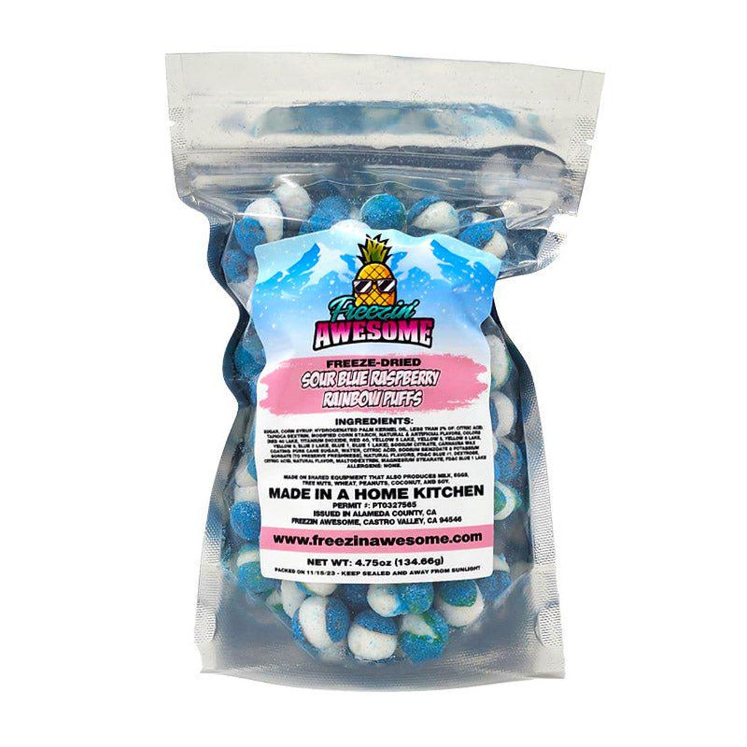 Freeze Dried Sour Blue Raspberry Rainbow Puffs 6oz Bag - Etsy