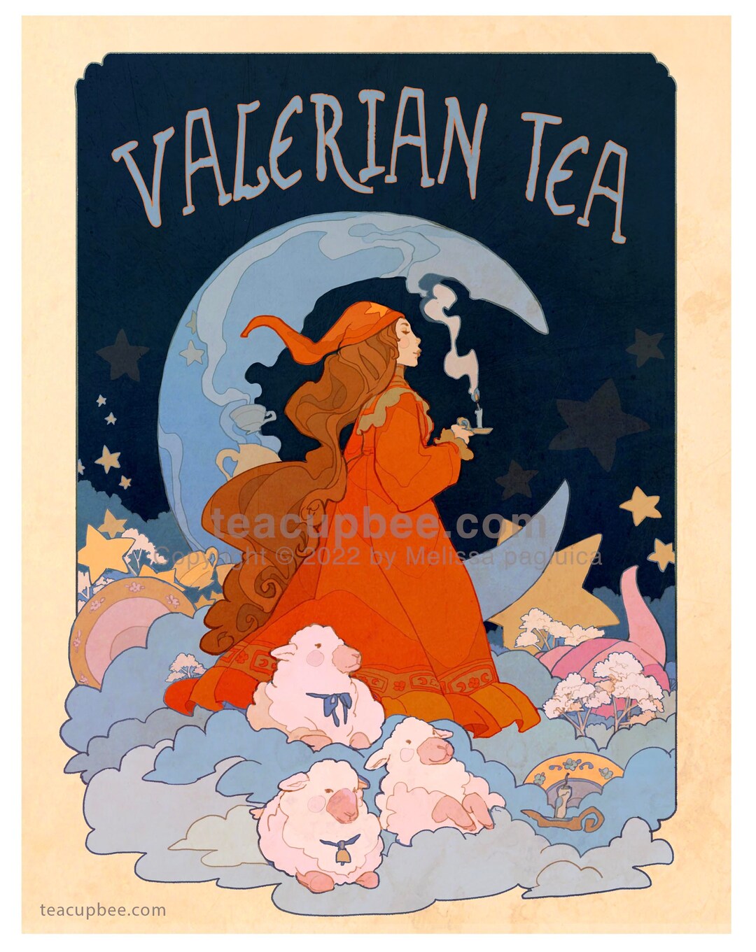 Valerian Tea - Elegant Tea Lady Poster // Art Nouveau - Etsy