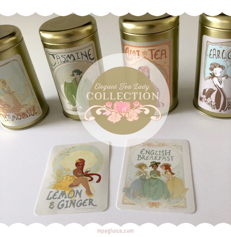 English Breakfast Tea - Vinyl Sticker - Label - Art Nouveau Design - Etsy