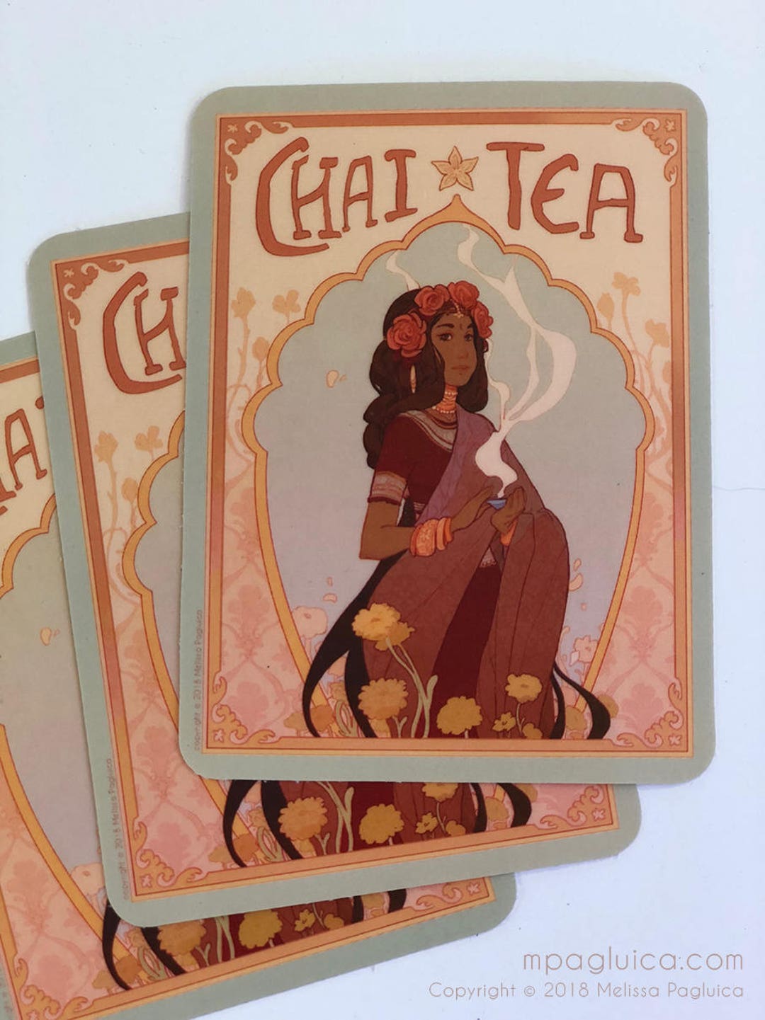 Chai Tea Vinyl Sticker // Tea Label // Elegant Art Nouveau Design - Etsy