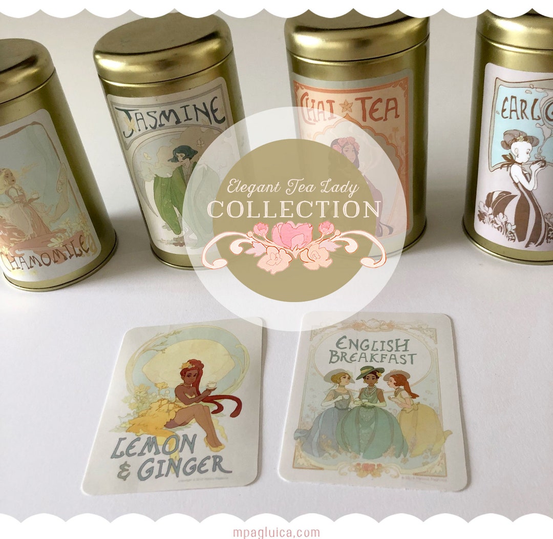 Elegant Tea Lady Collection the Set Vinyl Stickers Tea Labels - Etsy