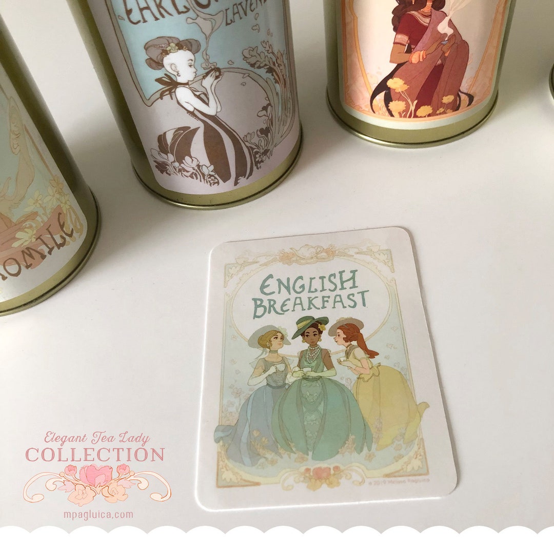 English Breakfast Tea - Vinyl Sticker - Label - Art Nouveau Design - Etsy