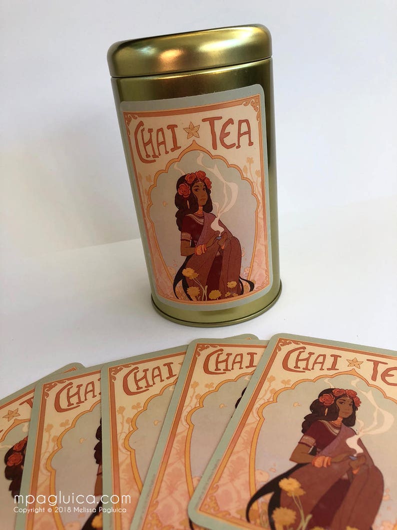 Chai Tea Vinyl Sticker // Tea Label // Elegant Art Nouveau - Etsy
