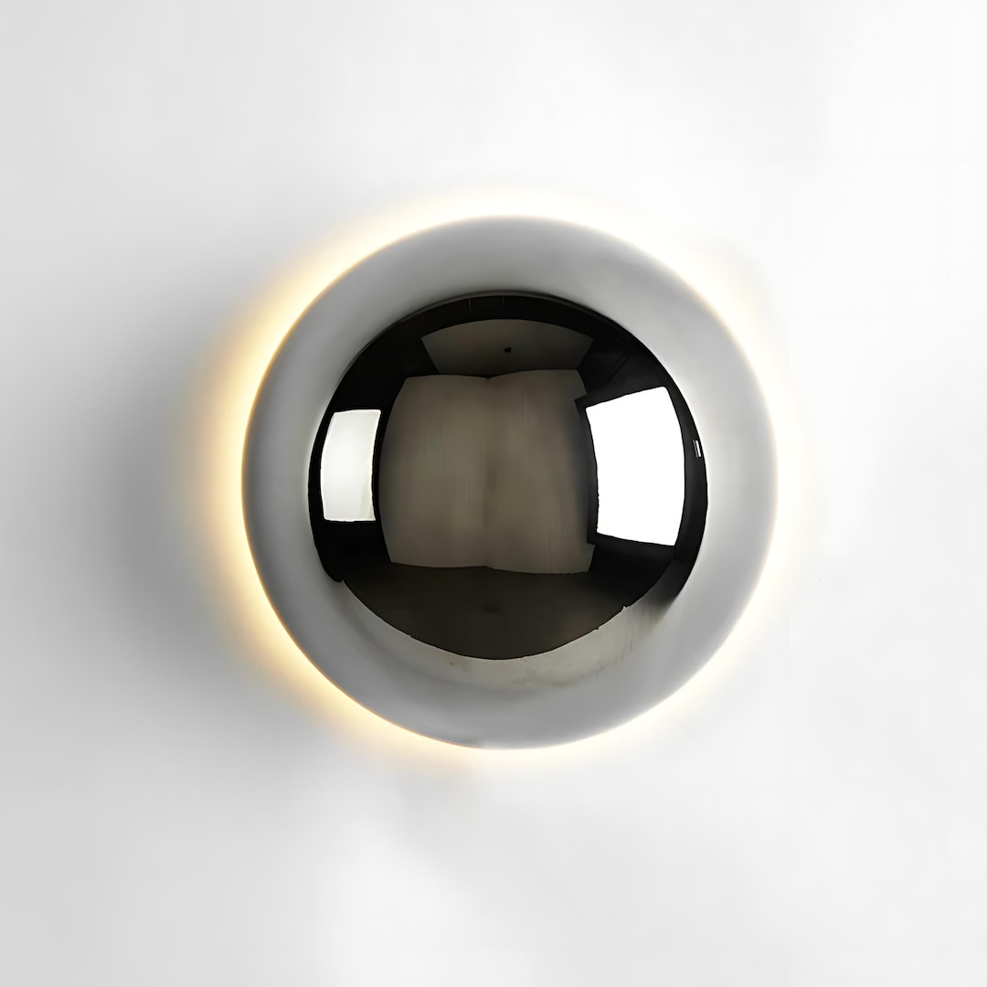 Modern Minimalistic Wall Light Scone Bauhaus Luxury Metal Chrome Dark ...