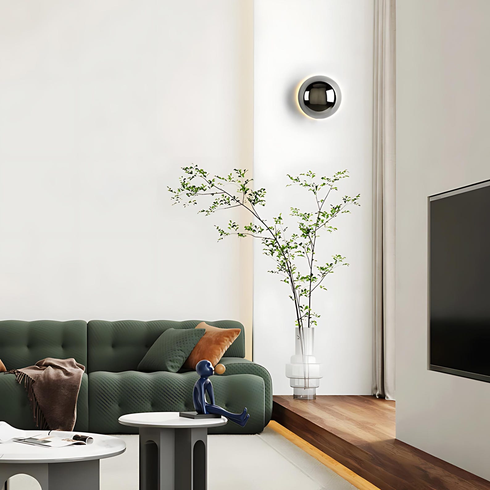 Modern Minimalistic Wall Light Scone Bauhaus Luxury Metal Chrome Dark ...