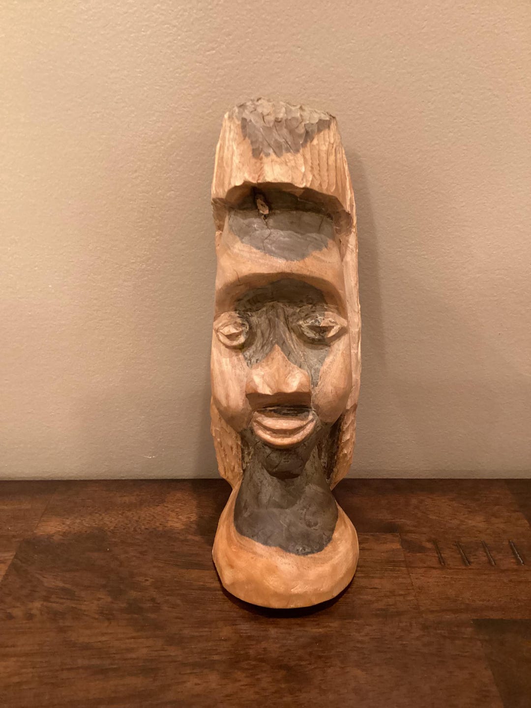 Hand Carved Wooden Folk Art Head - Etsy