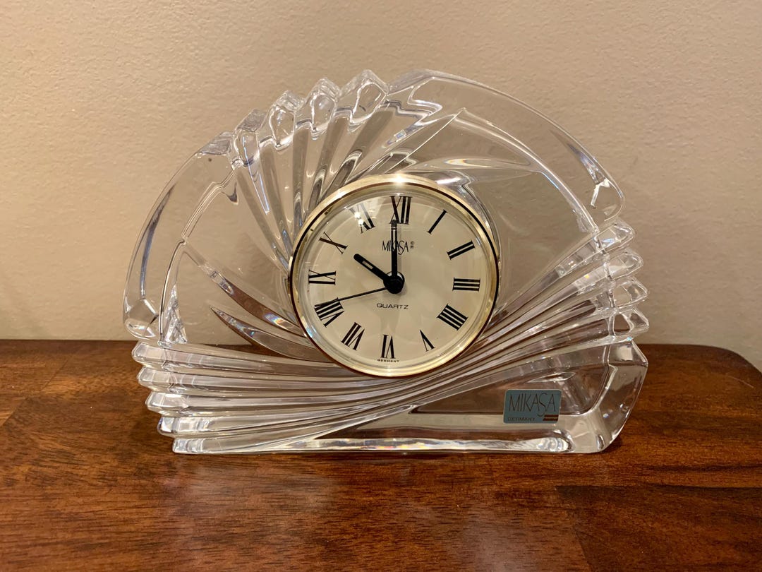 Mikasa Lead Crystal Mantel Clock-spiral Crescent Style - Etsy