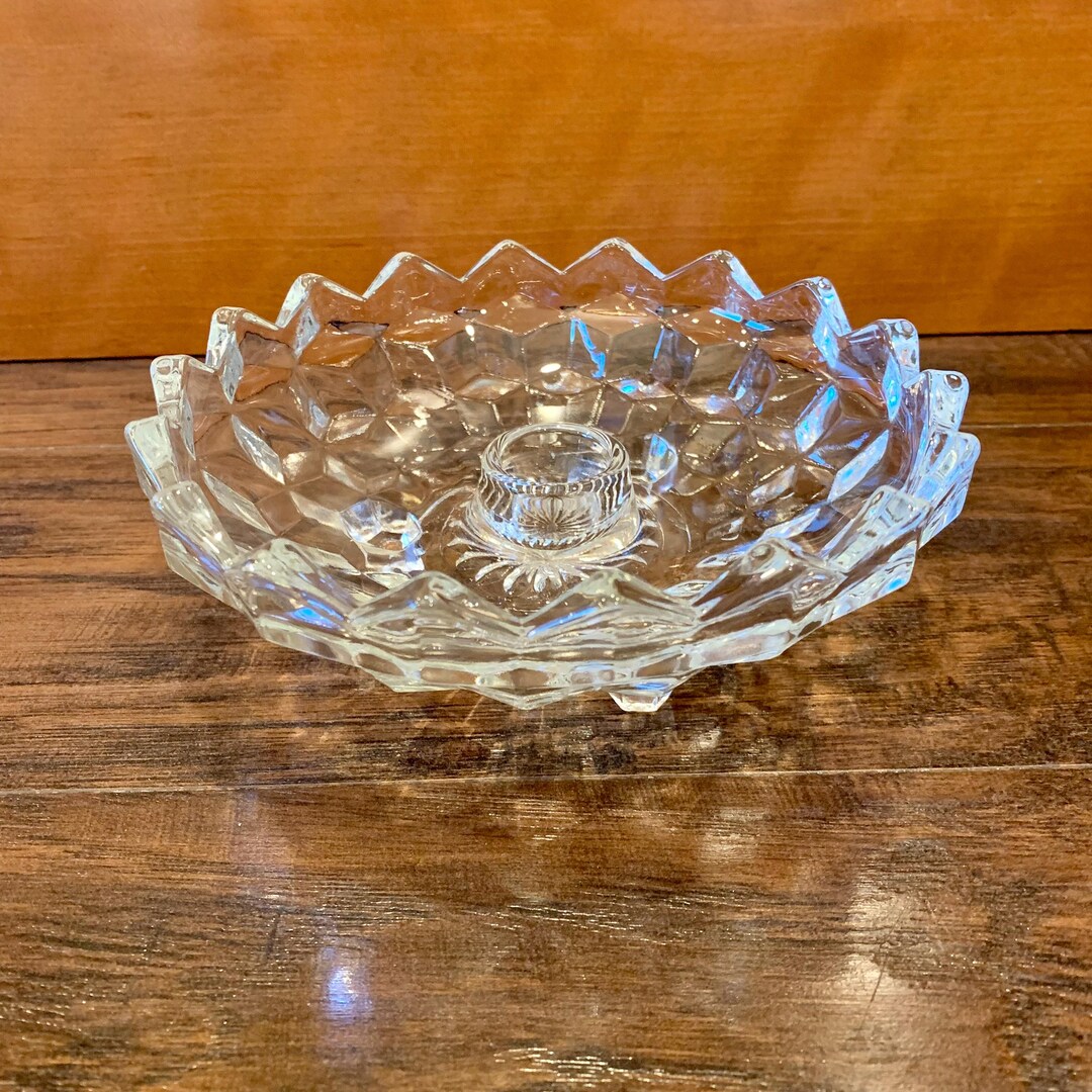 Vintage Crystal Candle Holder, Cubist Crystal, Granny Decor, Cottage ...