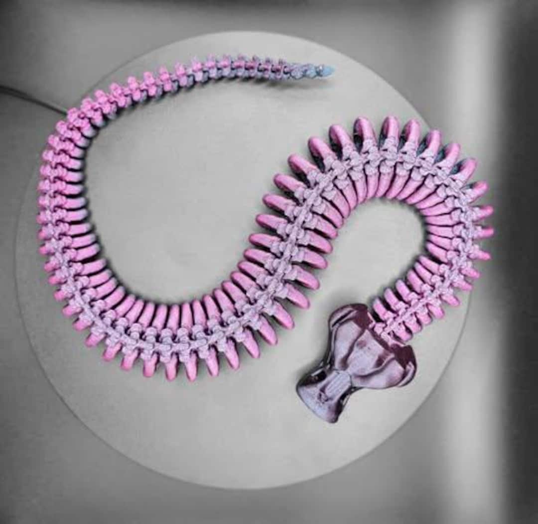 3D Printed Articulated Skeleton Snake: Posable Reptile Toy, Gothic ...