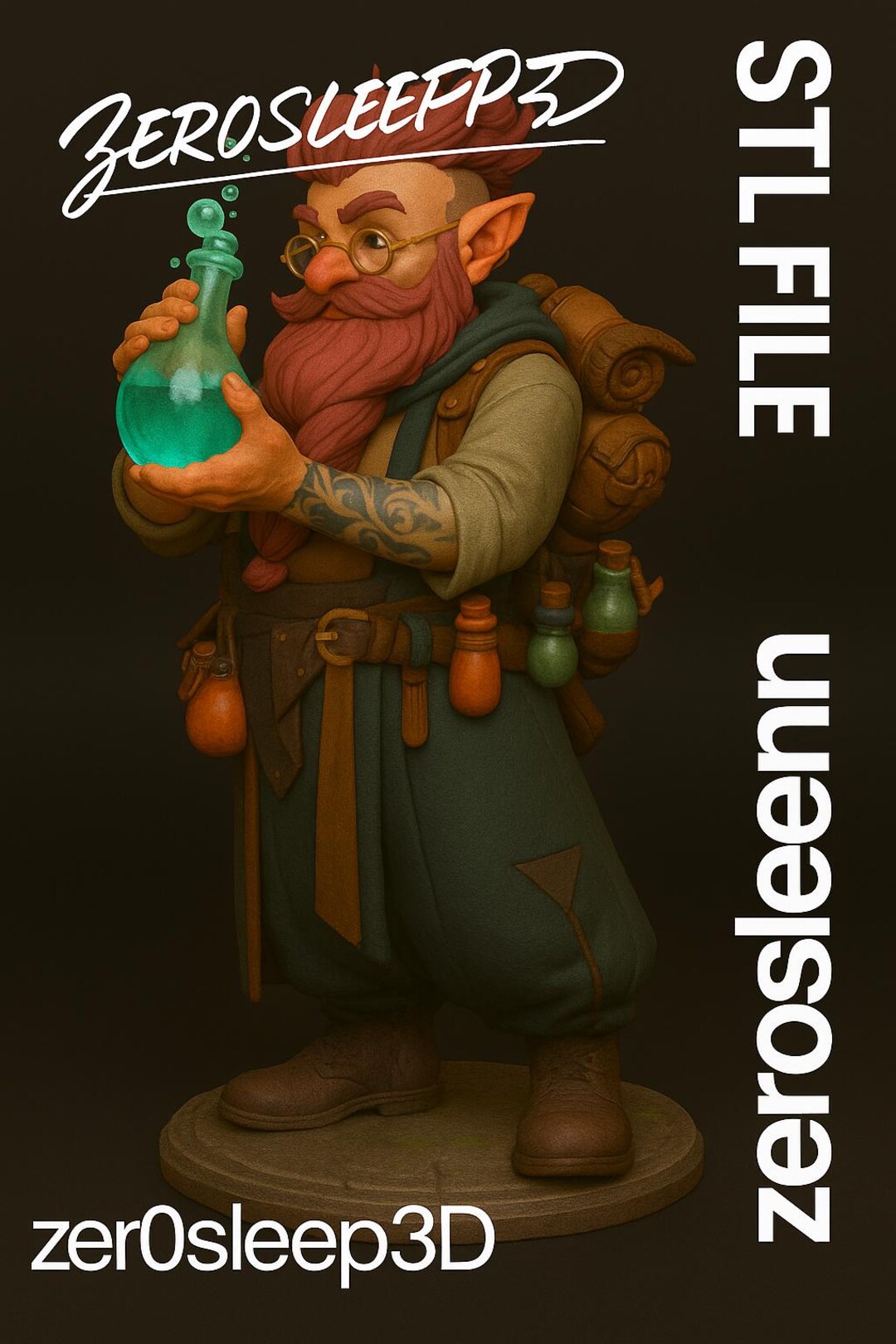 Fantasy Alchemist Miniature STL | 32mm Potion Brewer RPG Figure ...