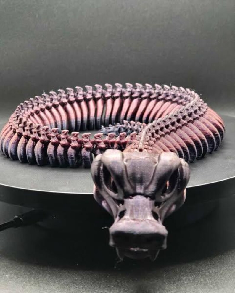 3D Printed Articulated Skeleton Snake: Posable Reptile Toy, Gothic ...