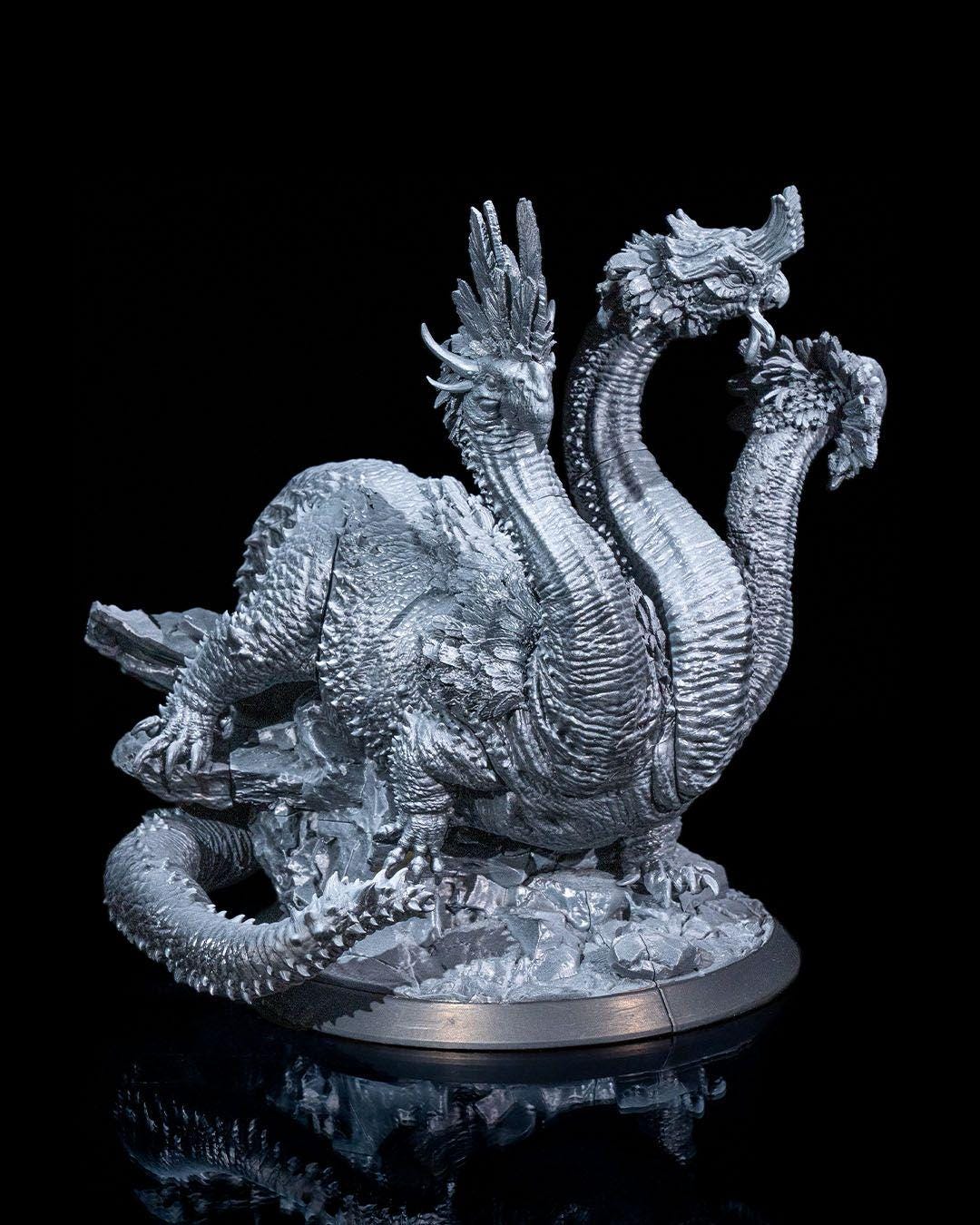 Hydra Dragon Monster Miniature | Unpainted Resin Fantasy Boss | D&D ...