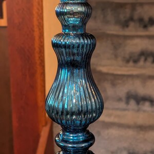 Set 3 Illuminated Mercury Glass Blue Candle Sticks 18 in 16 in 6 In. - Etsy
