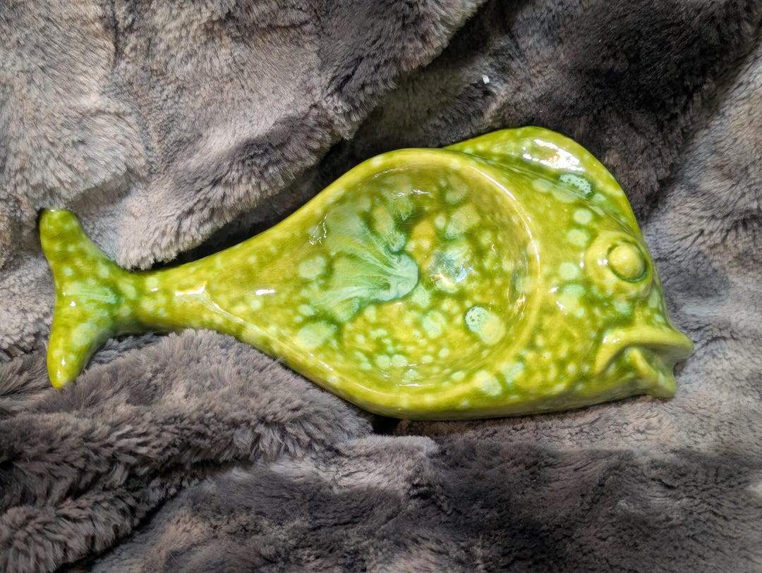 MCM Vintage Green Speckled Fish Soap Dish - Etsy