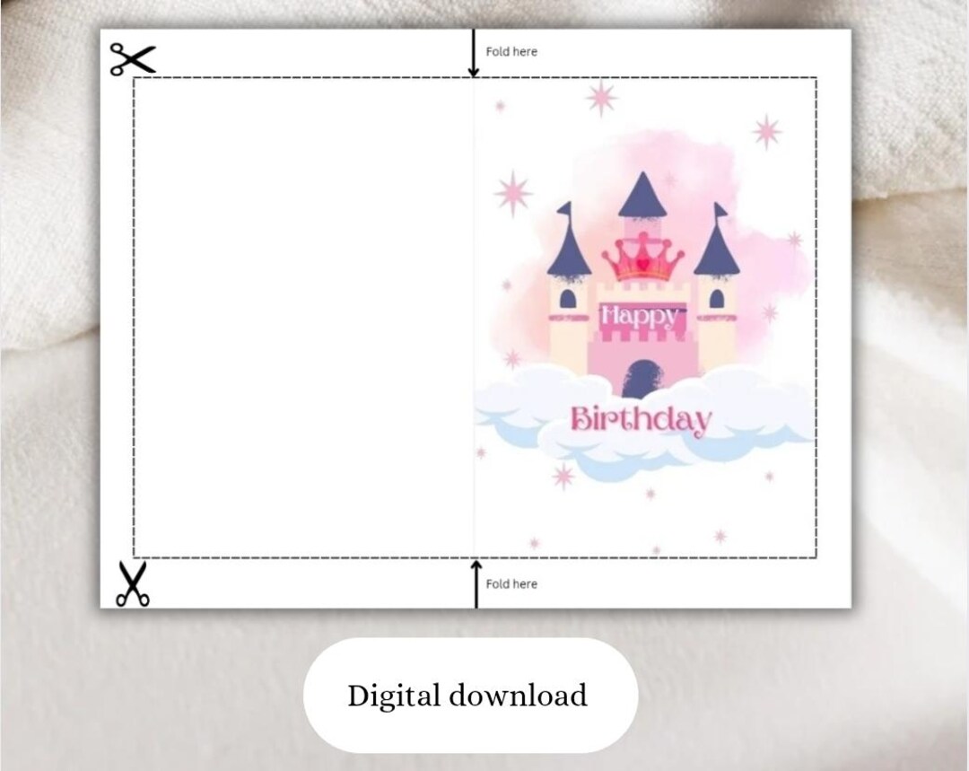 Printable Girls Happy Birthday Card, Princess, Perfect for Her, Digital ...