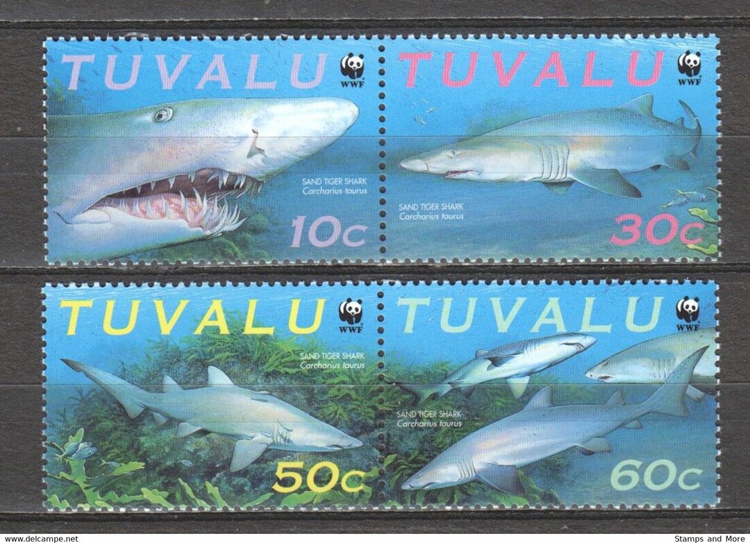 Tuvalu 2000 Sand Shark Set of 4 MNH With WWF Panda Logo - Etsy