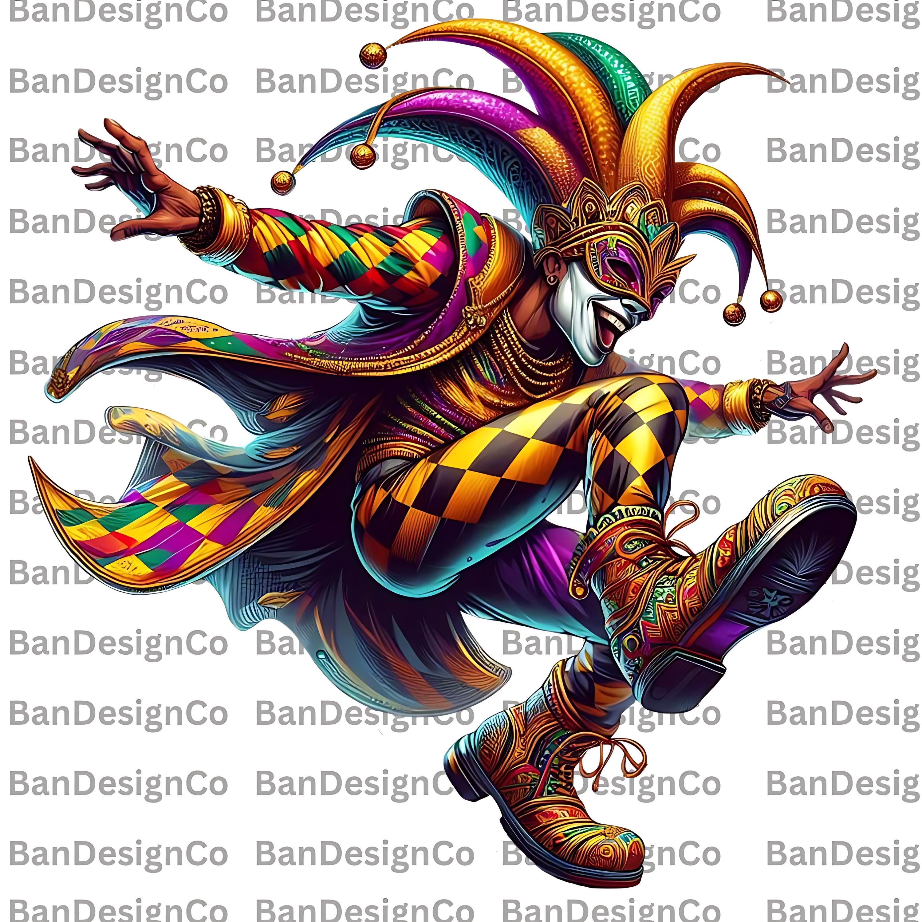Vibrant Mardi Gras Jester Art – Digital Download, Carnival Harlequin ...