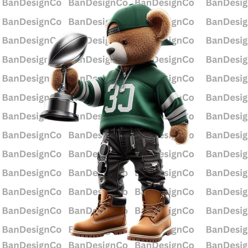 Champion Teddy Bear PNG, Urban Streetwear Football Bear PNG, Sports ...