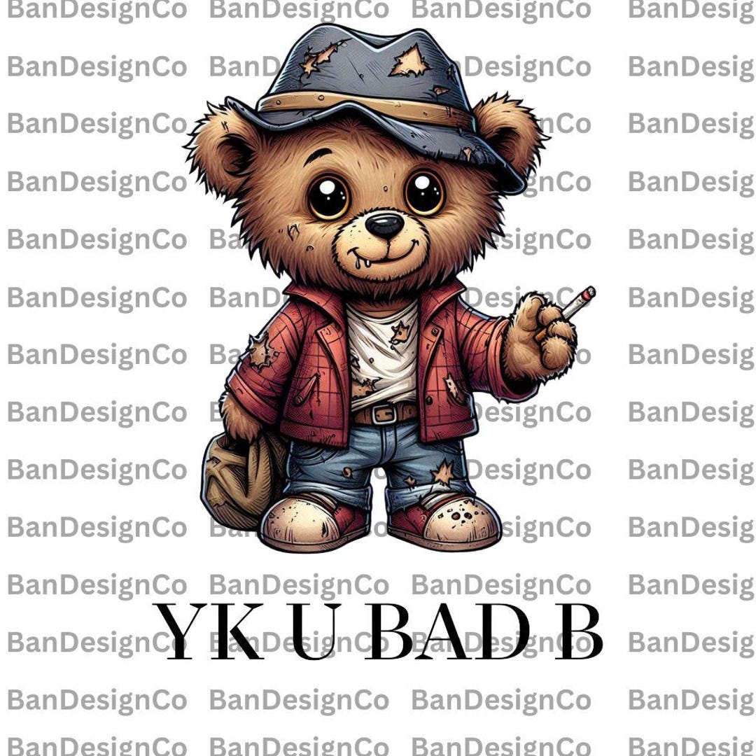 Grunge Aesthetic Teddy Bear Png - Vintage Streetwear Cartoon Print ...