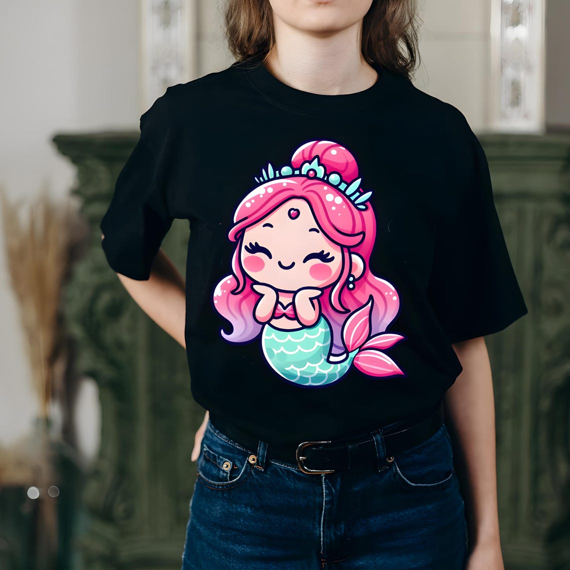 Cute Kawaii Pink Mermaid Sticker | Pastel Ocean Aesthetic | Chibi ...