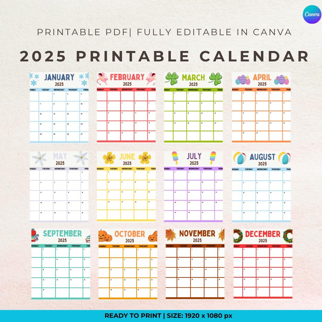 2025 Calendar Printable | Monthly Calendar Printable | Home School ...