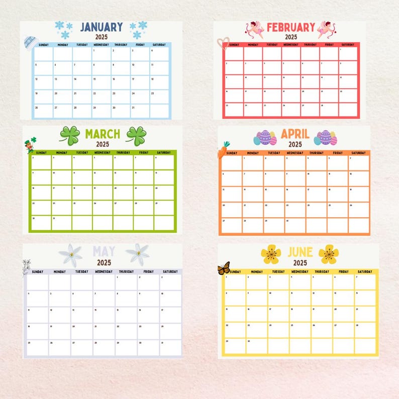 Kids 2025 PRINTABLE and EDITABLE Calendar | Animated Monthly Wall ...