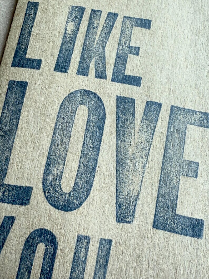 I Like Love You Card | Distressed Simple Typography | Vintage Stamp ...