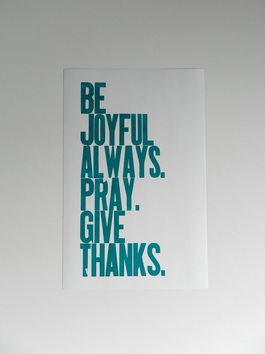 Religious Wall Art, Teal Typography Poster, Be Joyful Always Pray Give ...