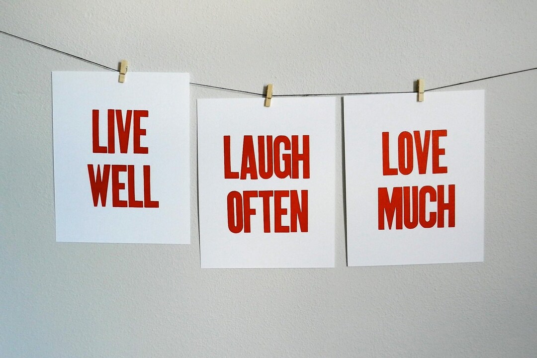 Live Well Laugh Often Love Much - Inspirational Art Print - Red ...