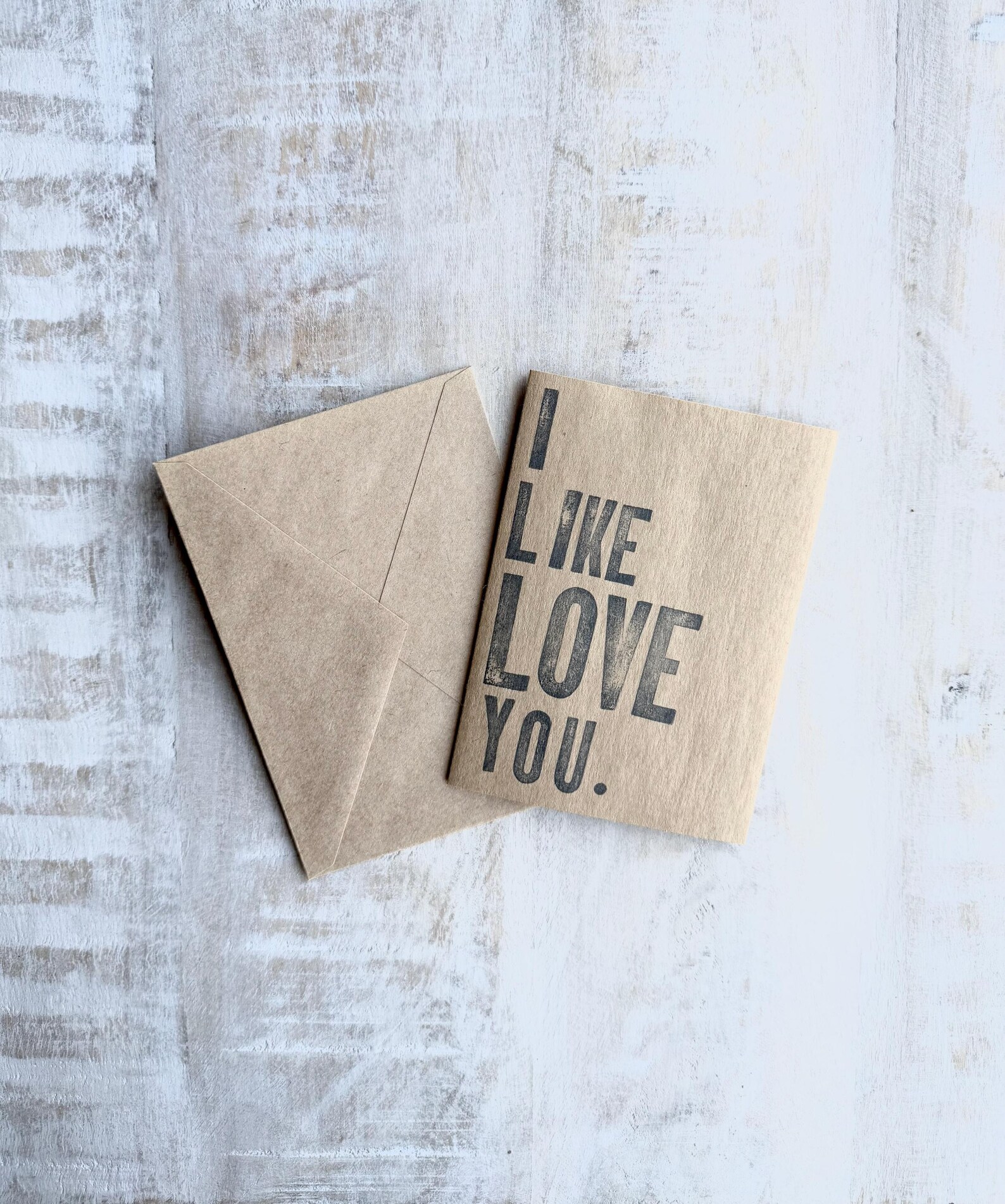 I Like Love You Card | Distressed Simple Typography | Vintage Stamp ...