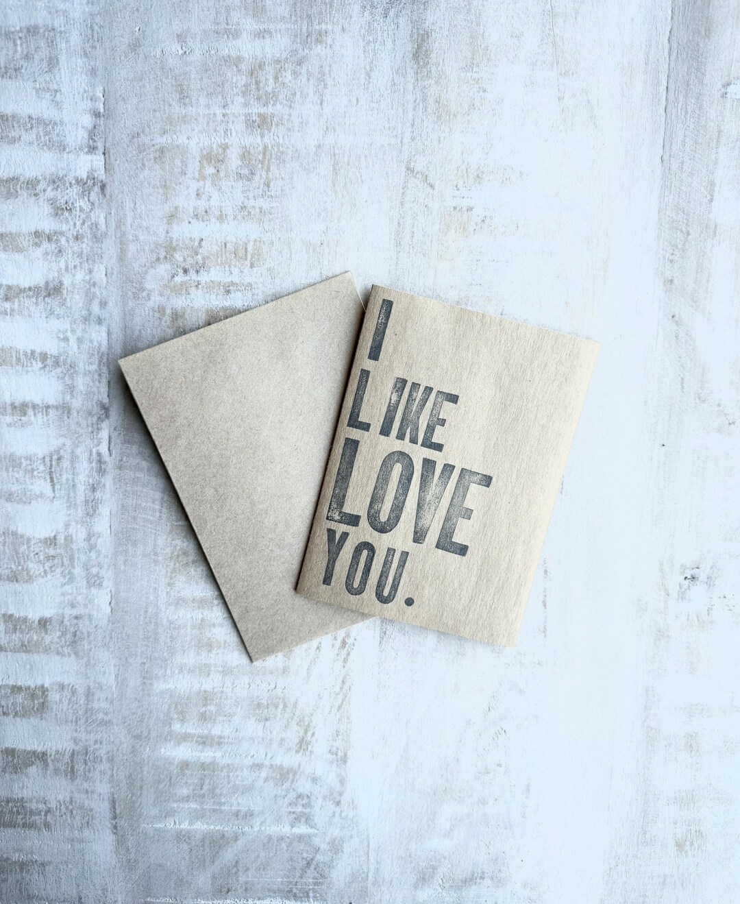 I Like Love You Card | Distressed Simple Typography | Vintage Stamp ...
