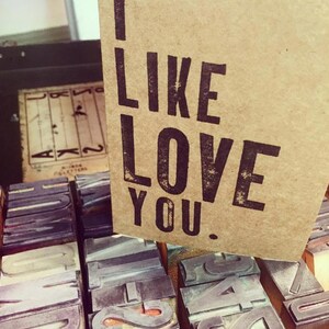 I Like Love You Card | Distressed Simple Typography | Vintage Stamp ...