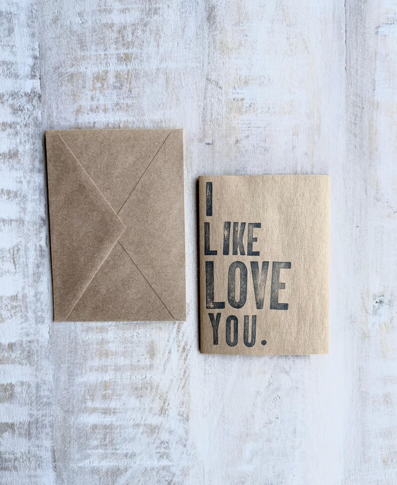 I Like Love You Card | Distressed Simple Typography | Vintage Stamp ...