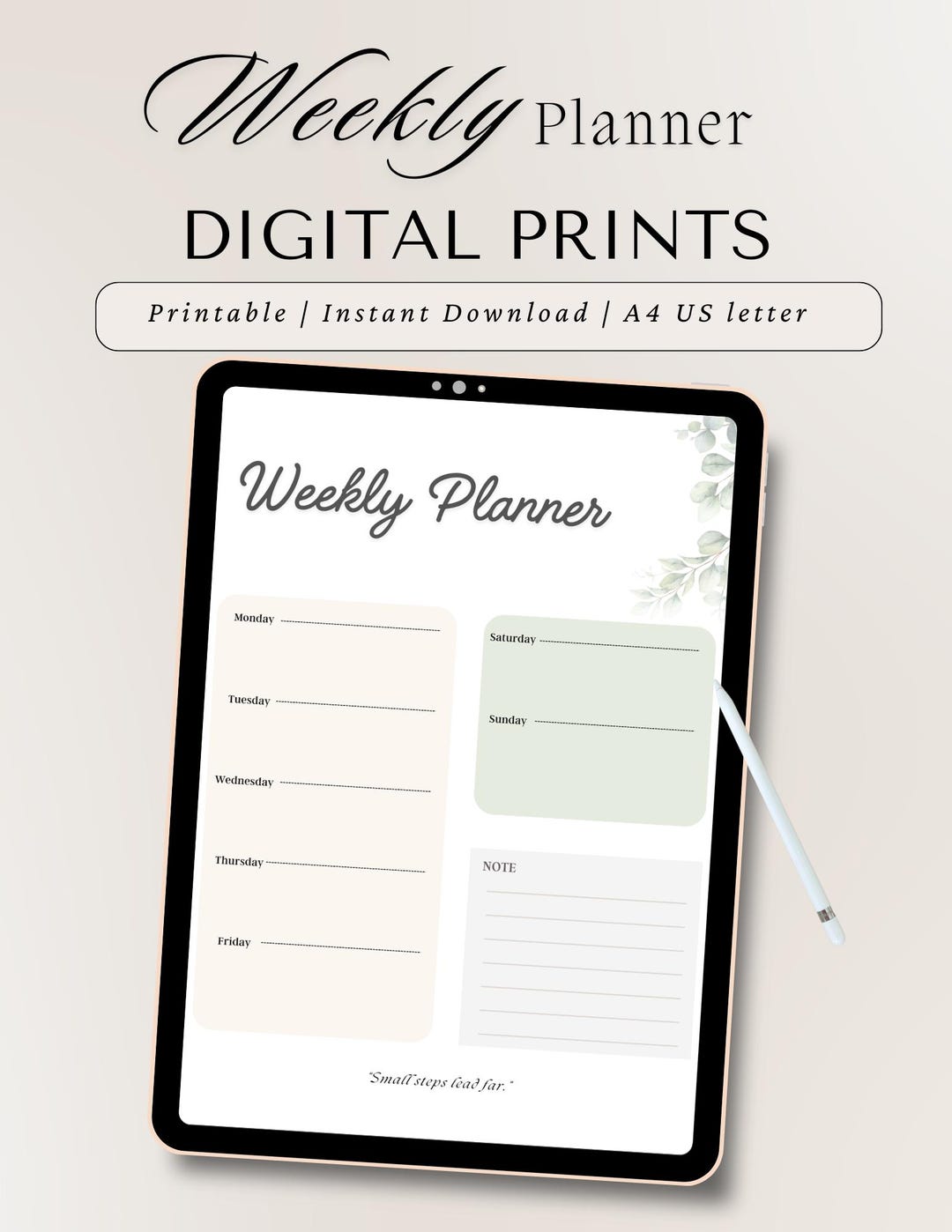 Botanical Weekly Planner Printable | Neutral Schedule (PDF) - Etsy ...