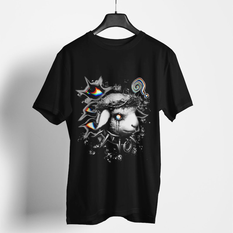 Gothic Punk Rock T-shirt, Dark Aesthetic Grunge Tee, Trippy Neon Eyes ...