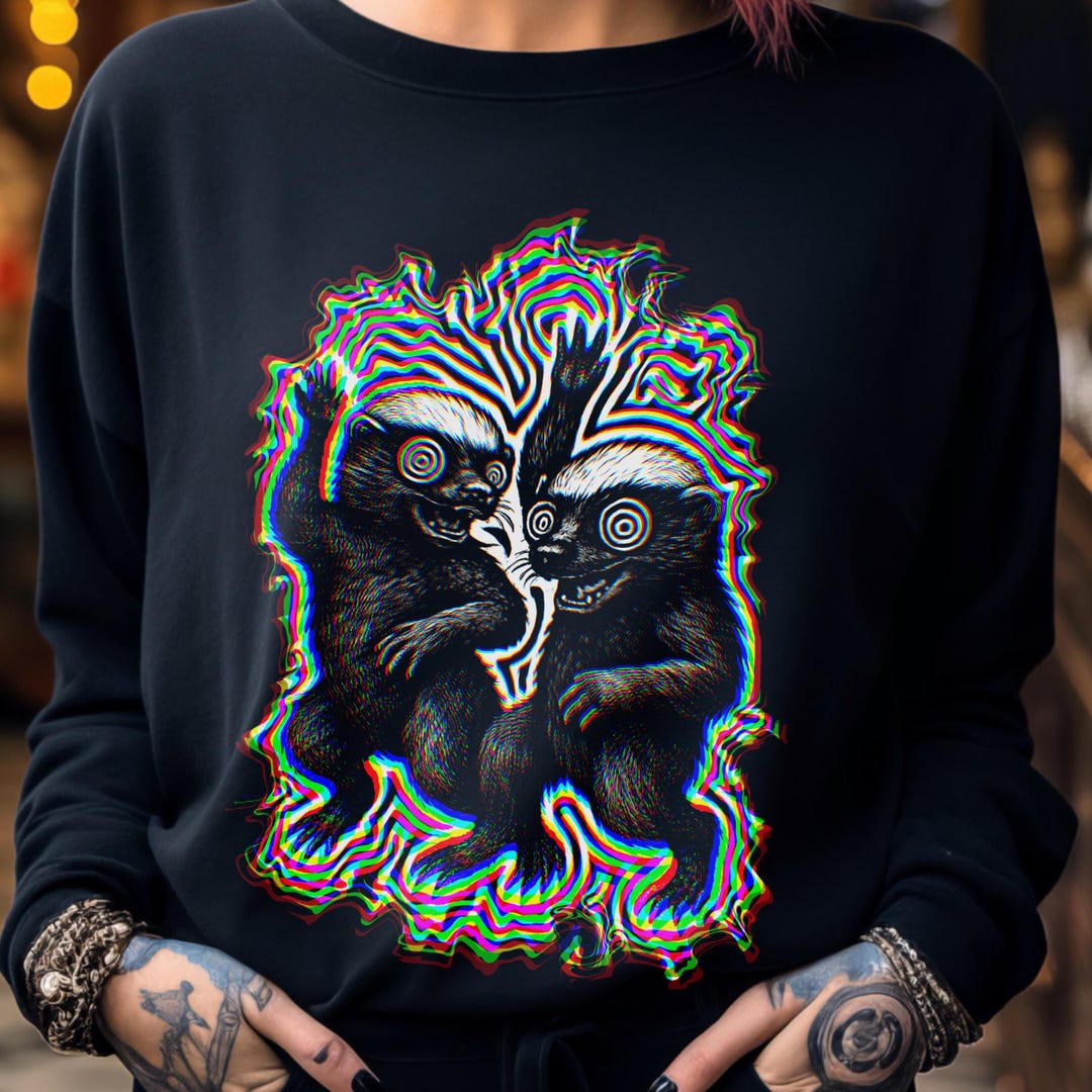 Trippy Animal Glitchcore Shirt: Psychedelic Rave Streetwear - Etsy