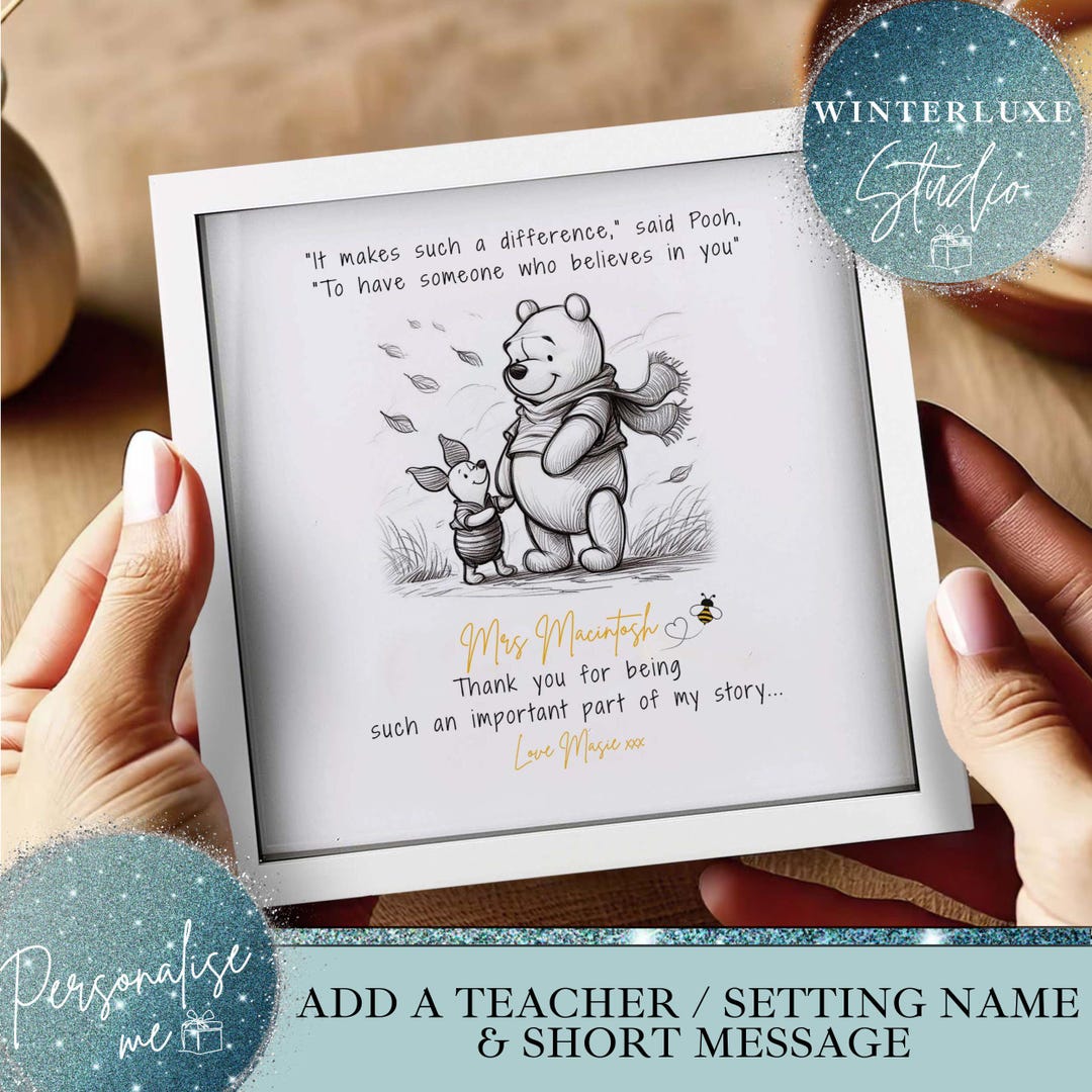 Personalized Winnie the Pooh Teacher Gift Print - Etsy