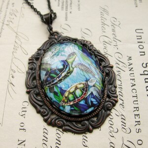 Sea Turtles Stained Glass Window Cabochon, Glass Oval, Handmade in This ...