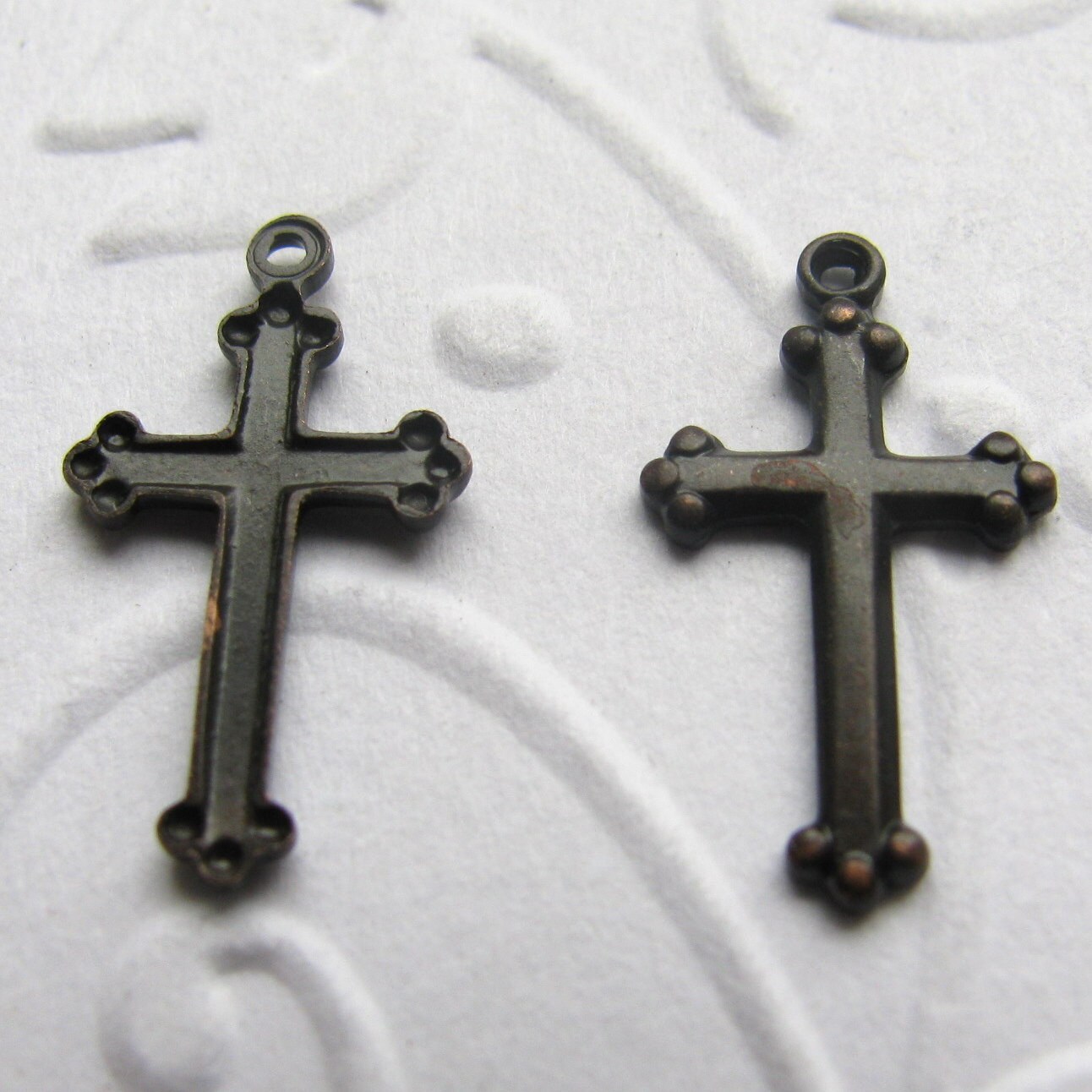 Tiny black cross charms 12 mini crosses 12mm black brass | Etsy