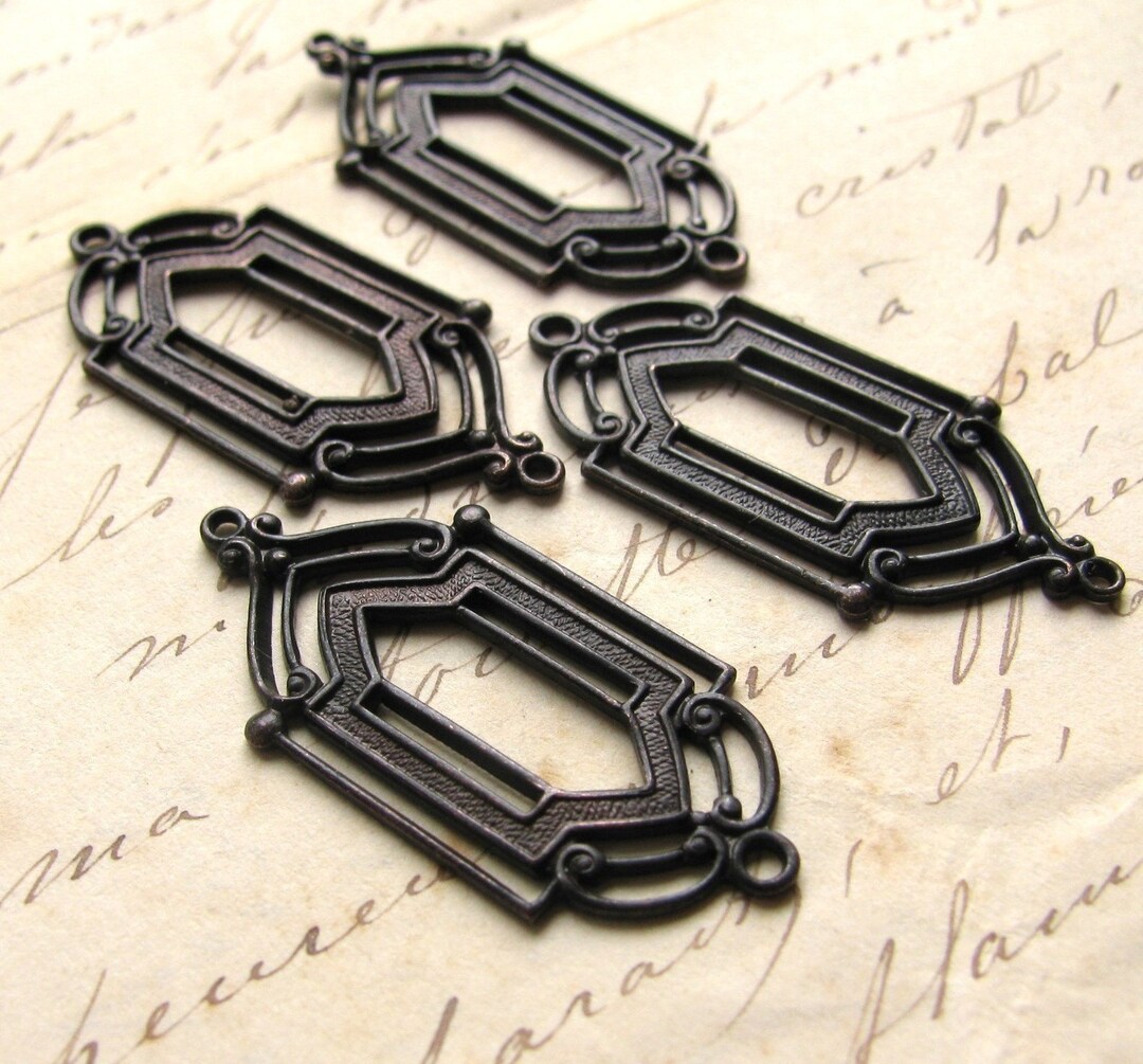 Art Deco Window Link, 12x28mm, Black Antiqued Brass (4 Links) Aged ...