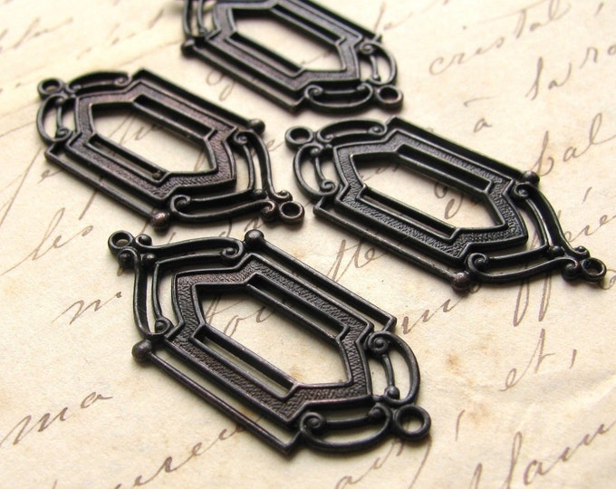 Art Deco Window Link, 12x28mm, Black Antiqued Brass 4 Links Aged ...
