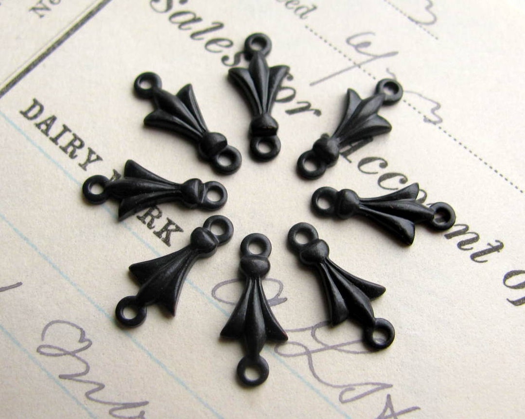 Mini Fan Connector, 13mm, Antiqued Black Brass, 8 Links, Short, Small ...